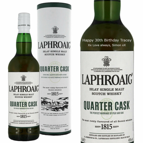 Personalised Laphroaig Quarter Cask Single Malt Whisky 70cl | Prestige ...
