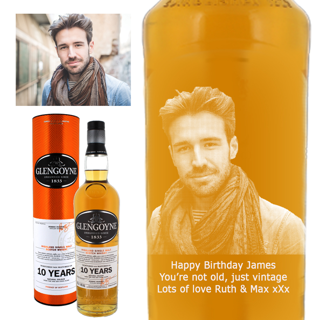 Photo Engraved Glengoyne 10 Year Old Single Malt Whisky 70cl Prestige